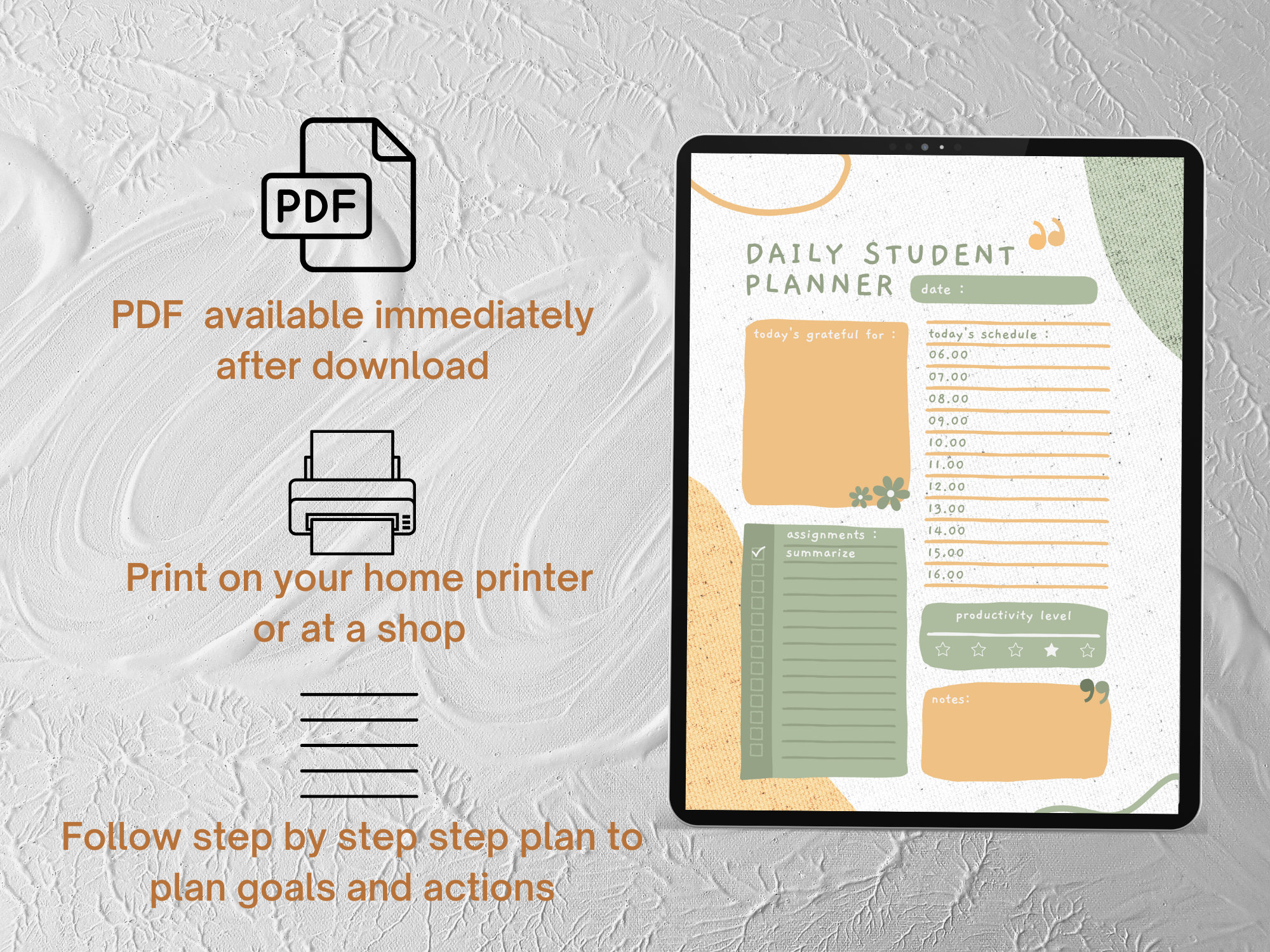 Printable College Student Planner Daily Planner Boho Student Planner ...