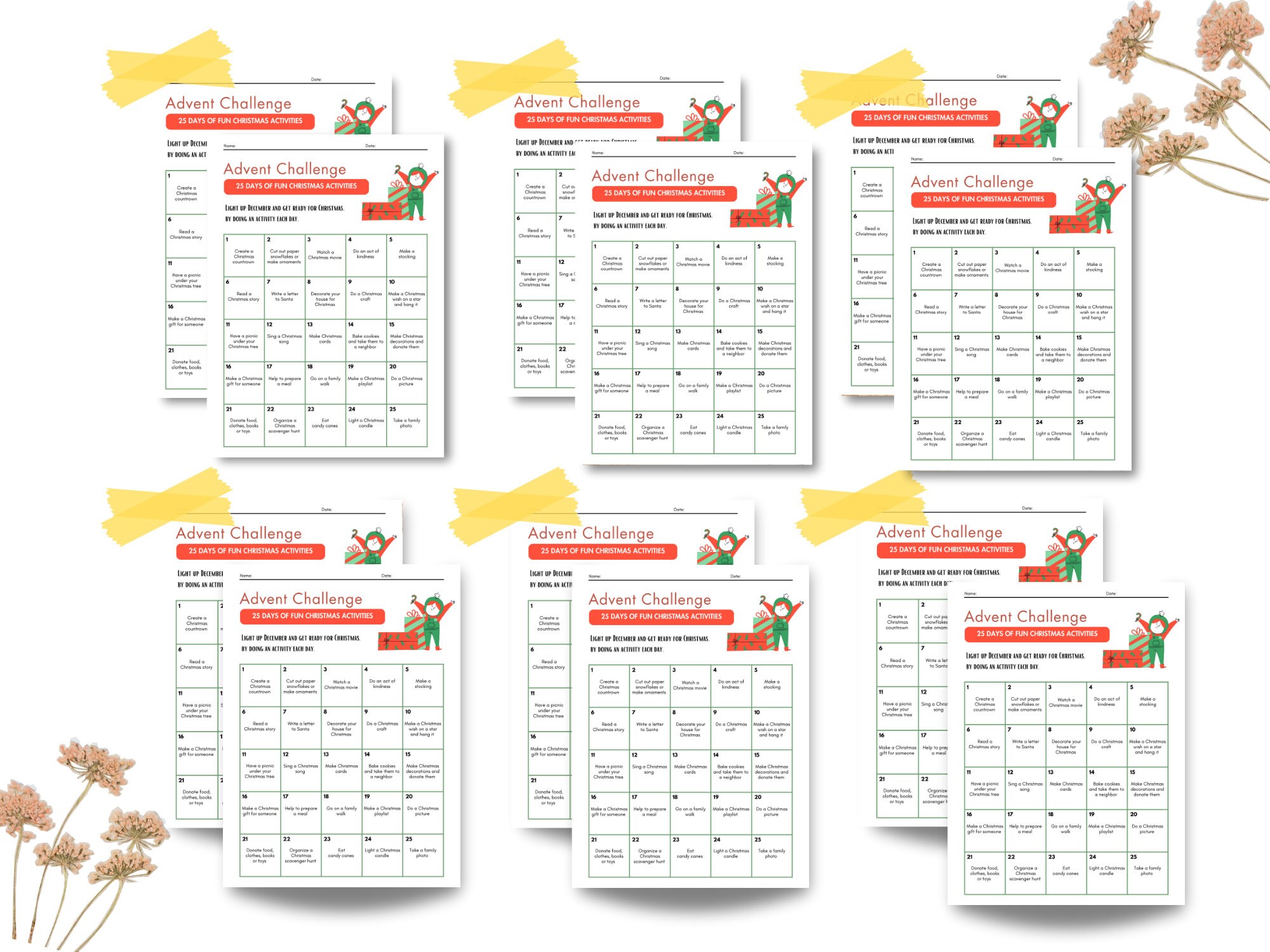 Mindful Holiday Advent, Printable Countdown, Festive Art, Kids Activity ...