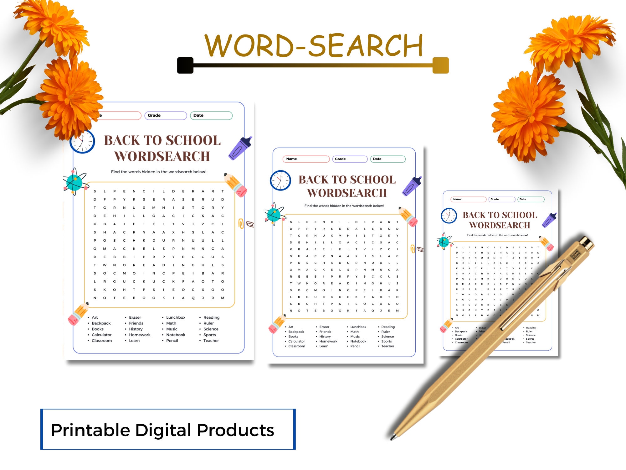 Back to School Wordsearch, Educational Puzzle, Kids Word Search ...