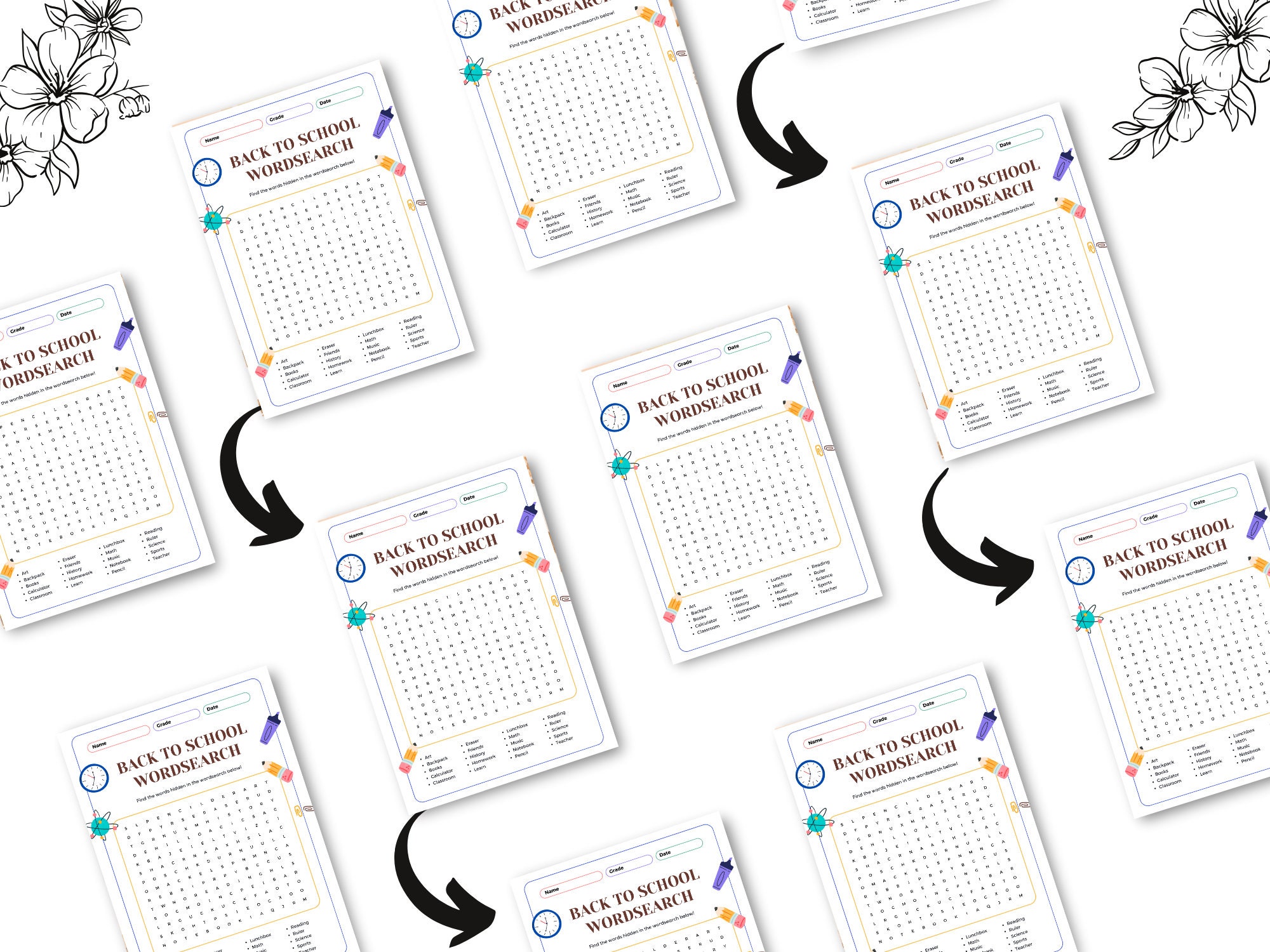 Back to School Wordsearch, Educational Puzzle, Kids Word Search ...