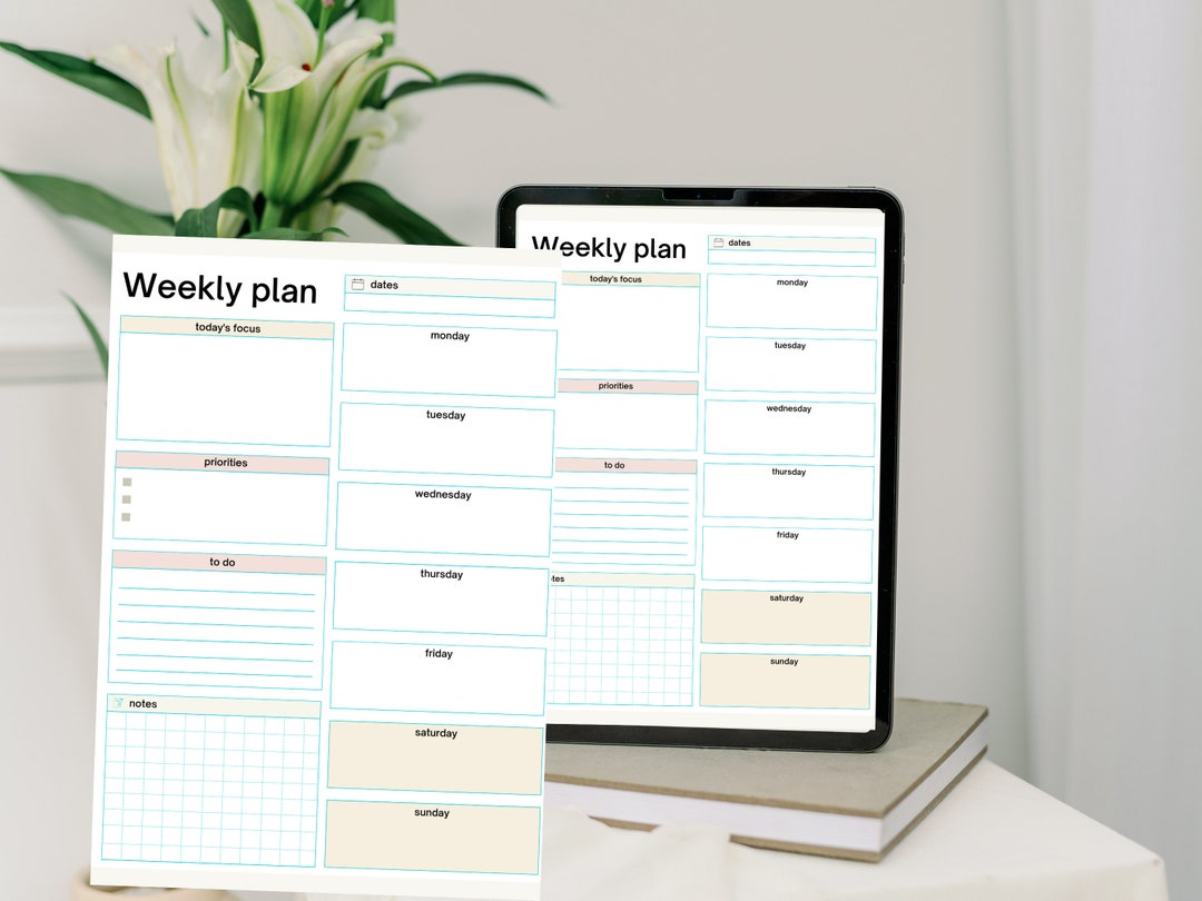 Weekly Planner Printable to Do List, Minimal Weekly Schedule, Weekly ...