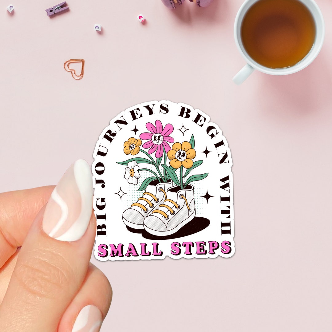 Small Steps Stickers / Retro Inspirational Quote / Positive ...