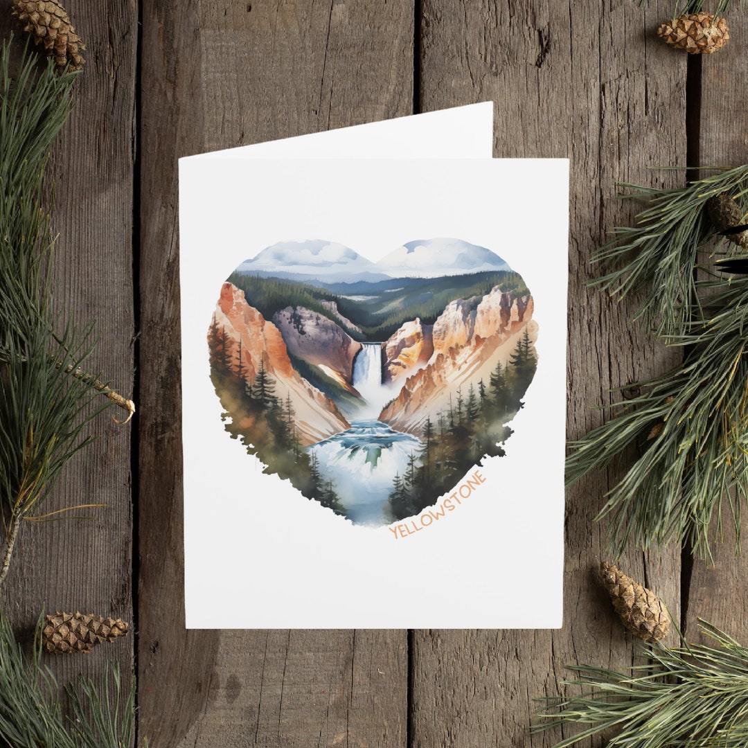 Yellowstone National Park Heart Shaped Card, Valentine's Day Card ...