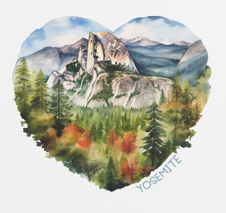 Yosemite National Park Heart Shaped Half Dome Greeting Card, Valentine ...