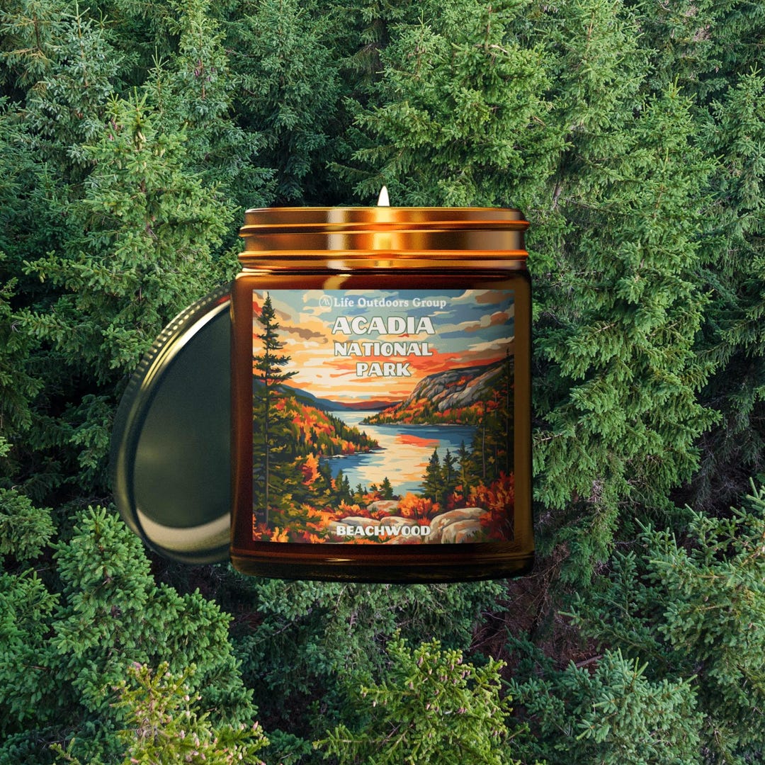 Acadia National Park Hand Poured Coconut Apricot Wax Candle, Beachwood ...