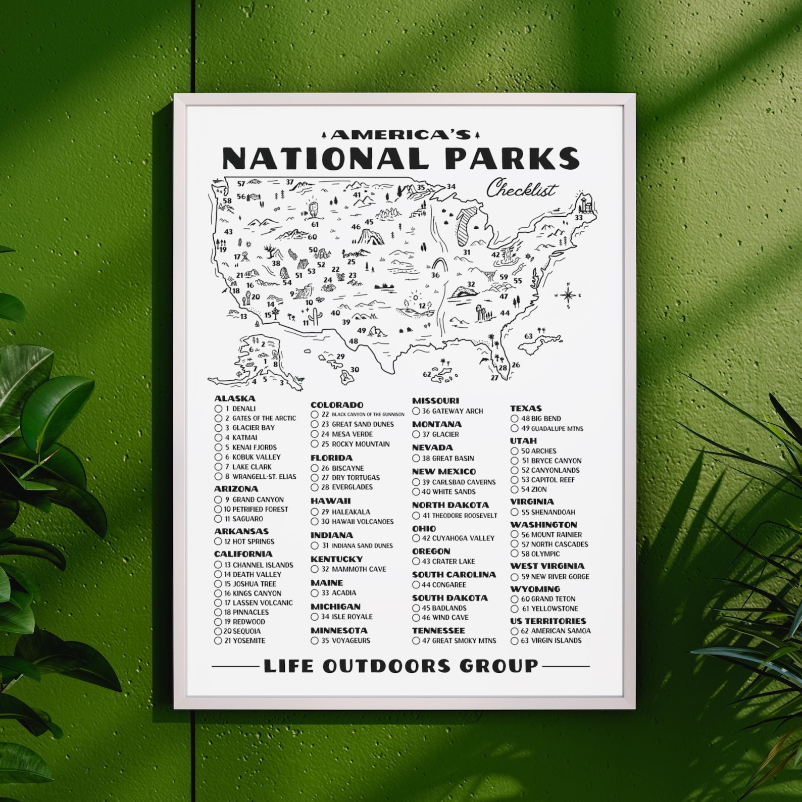 National Parks Checklist and Map Instant Download, National Park Travel ...