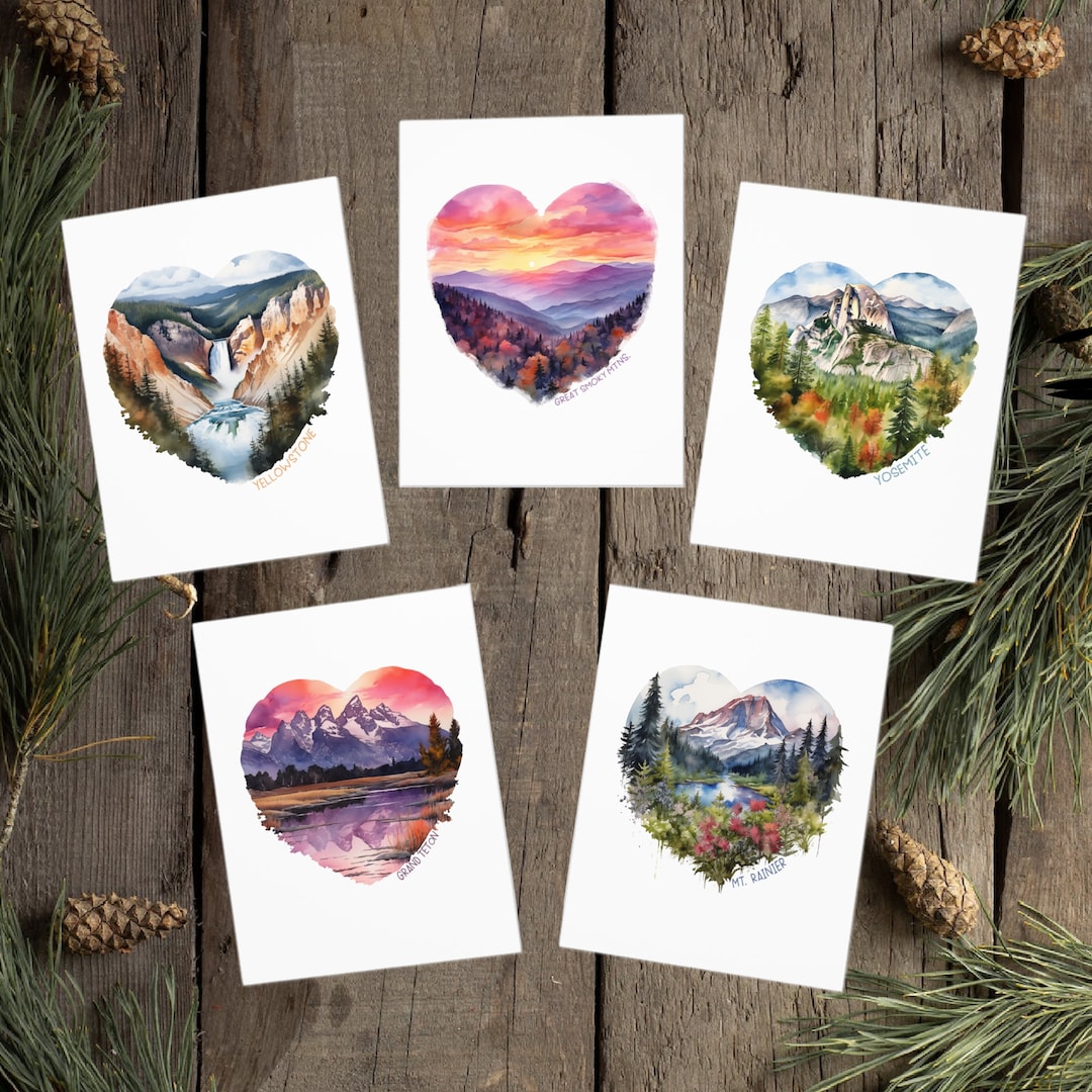 National Parks Multi Design Greeting Cards 5-pack, USA Wilderness Card ...