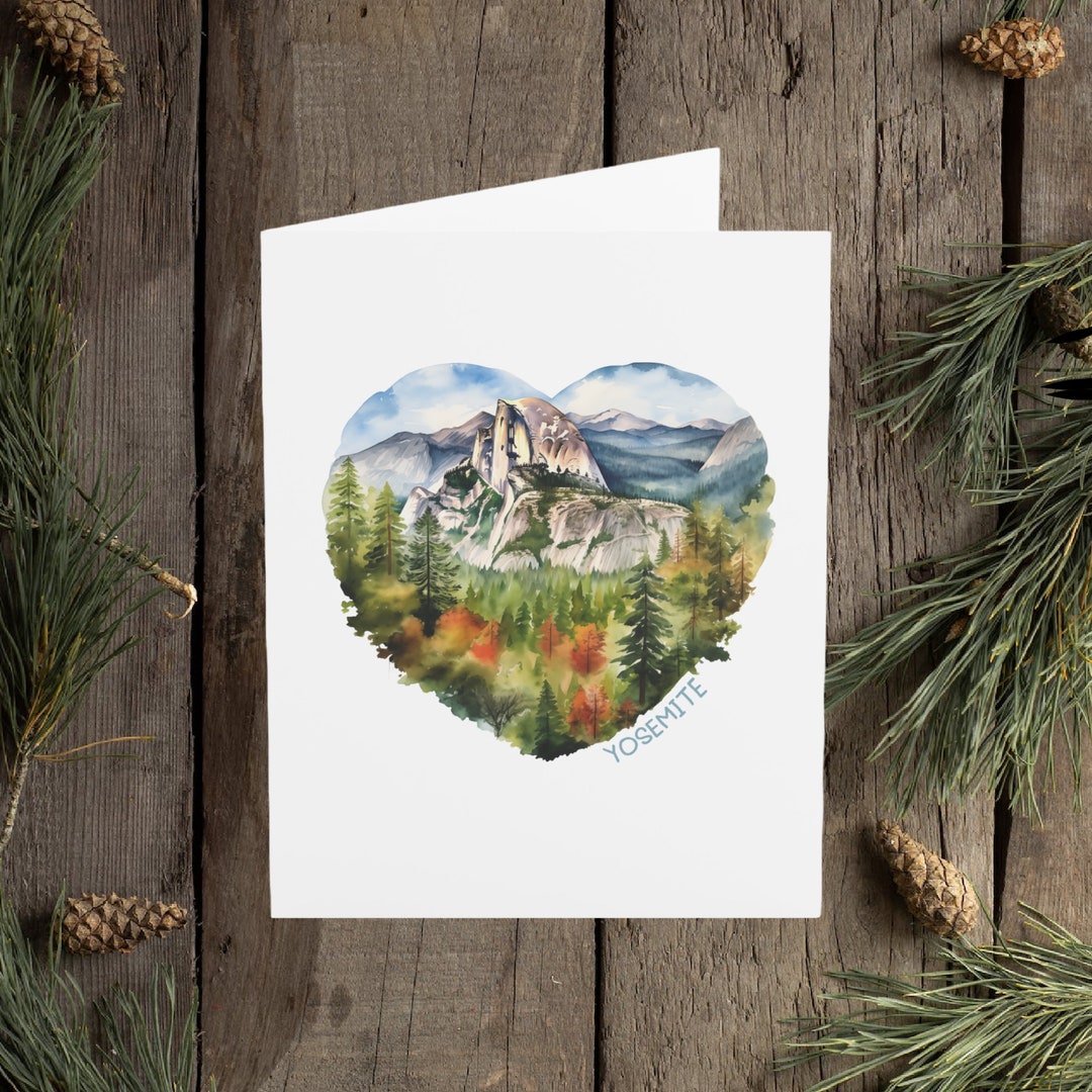 Yosemite National Park Heart Shaped Half Dome Greeting Card, Valentine ...
