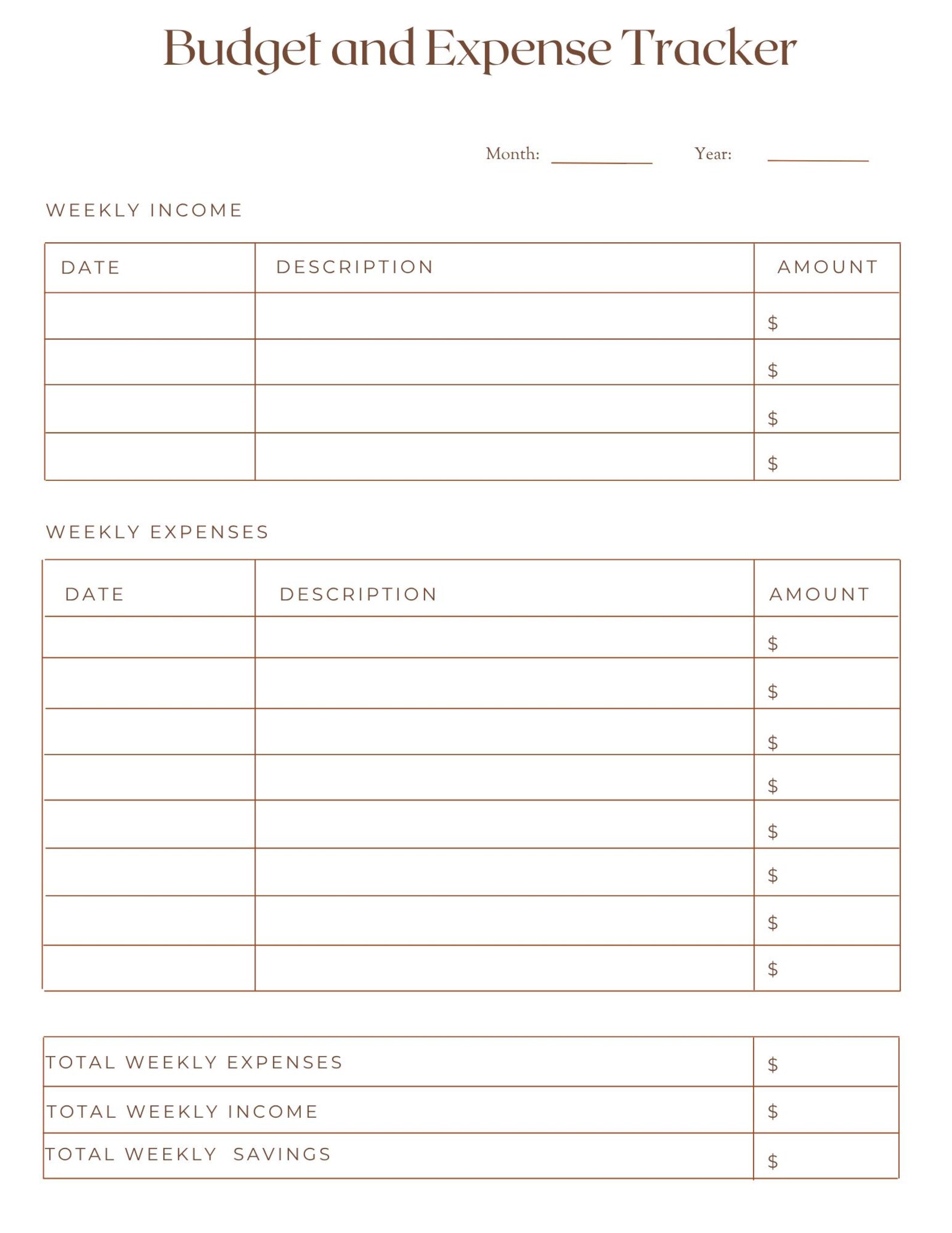 Weekly Budget Tracker Printable | Income & Expenses PDF | Simple Budget ...