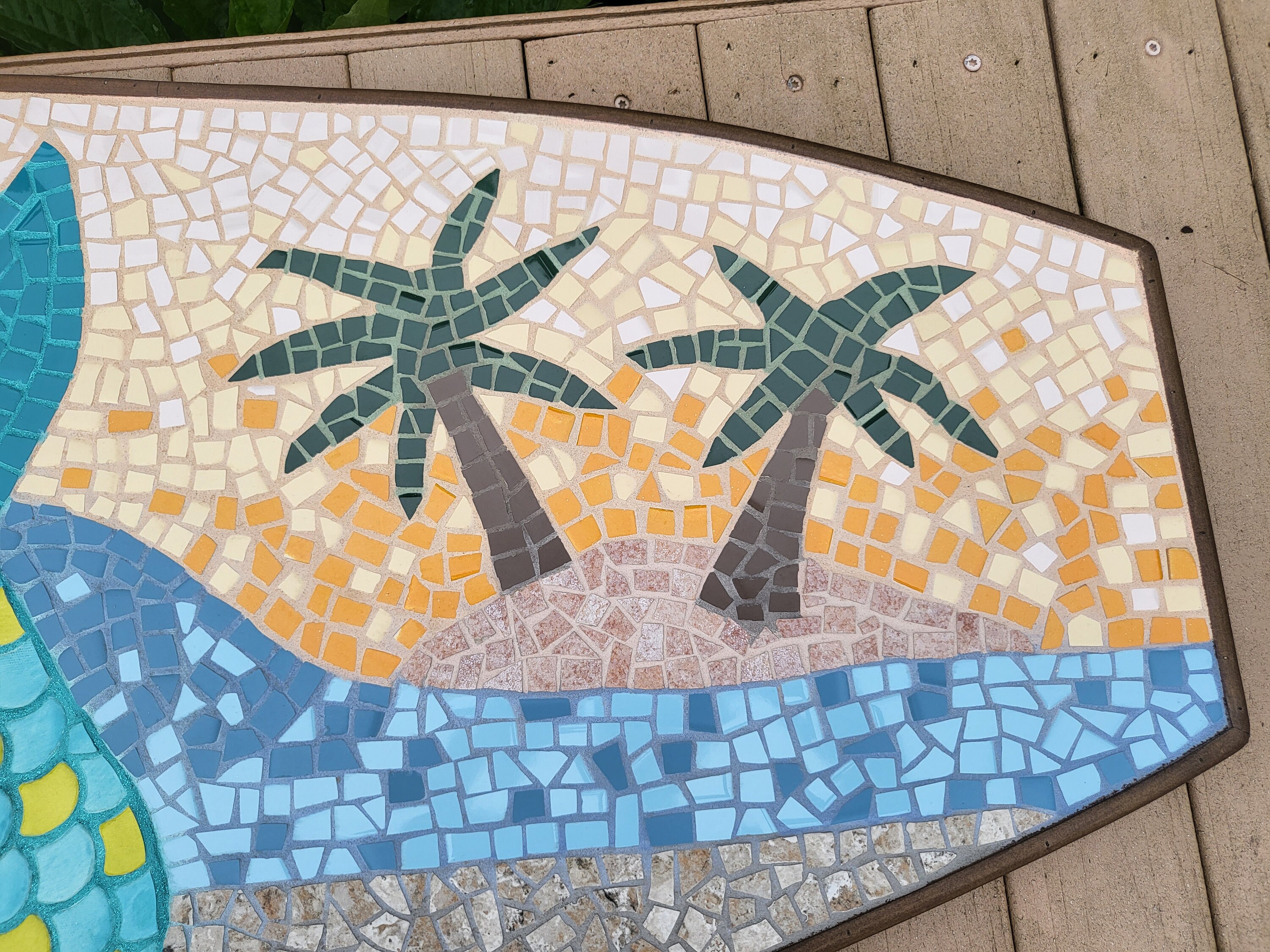 Mosaic Tile Surfboard Mermaid Star Fish Coral Palm Trees Ocean - Etsy
