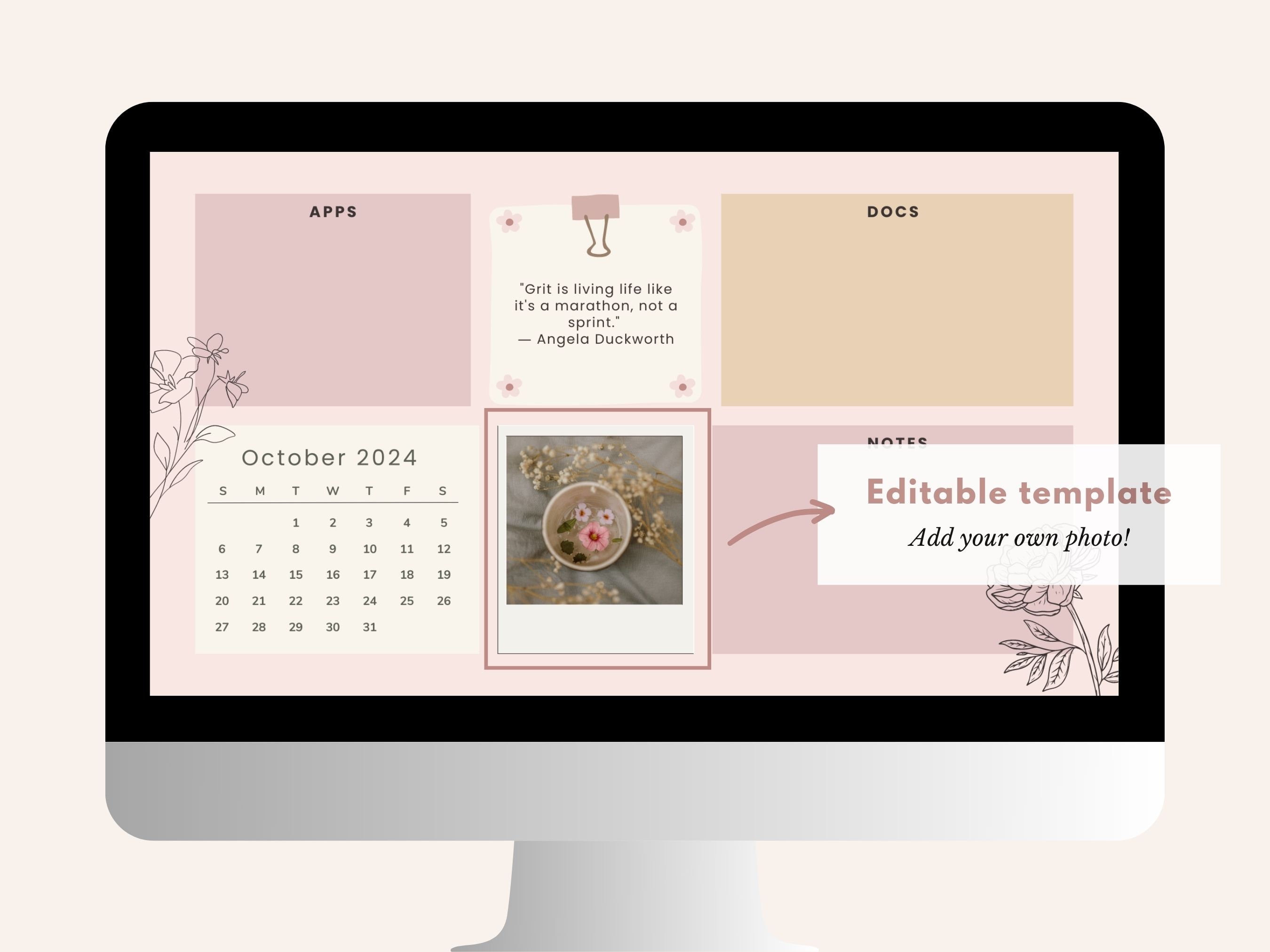 Boho Desktop Organizer Wallpaper (july 2023 - Dec 2024) With Folder ...