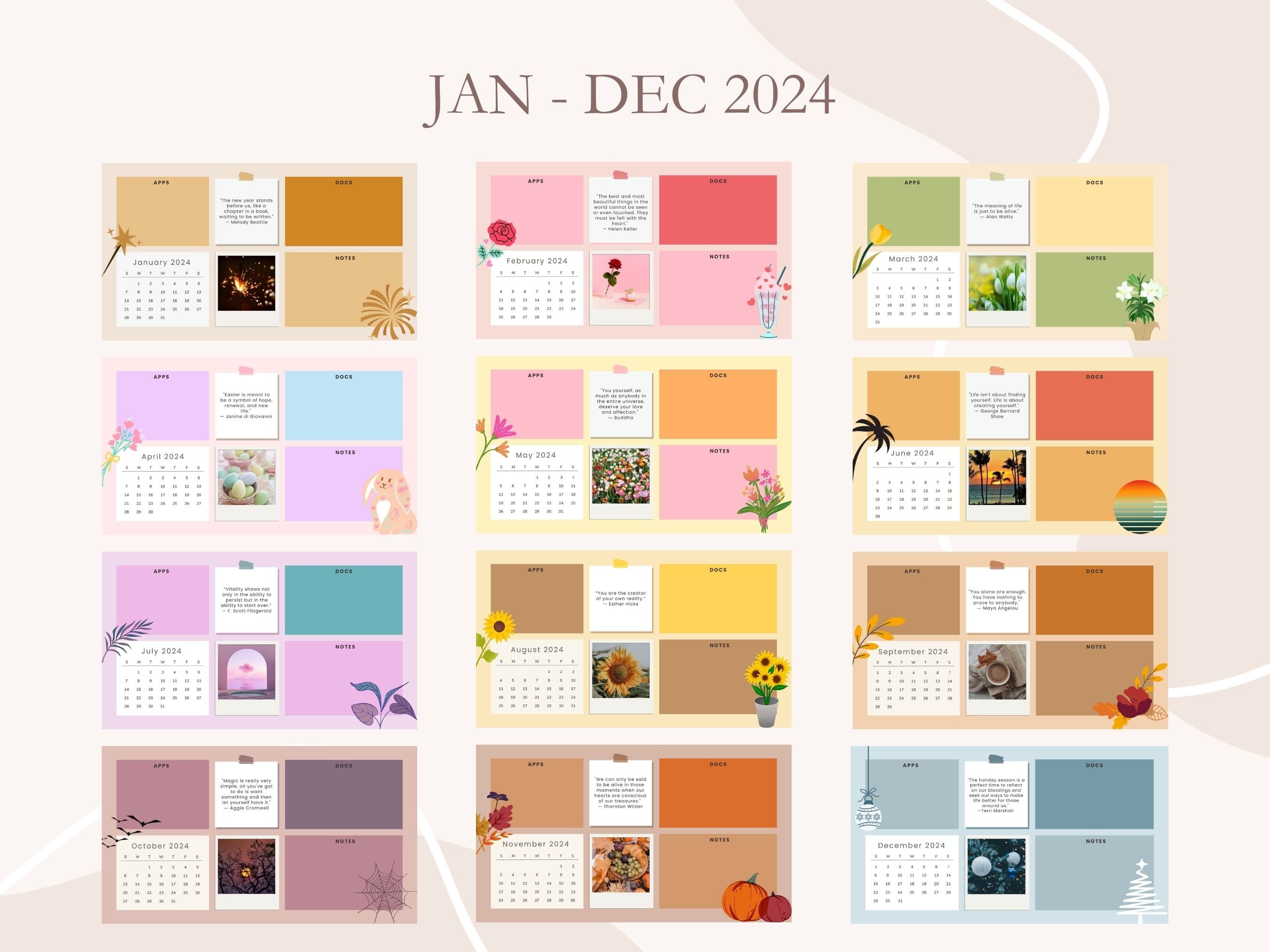 Desktop Organizer Wallpaper (july 2023 - Dec 2024) With Folder Icons ...