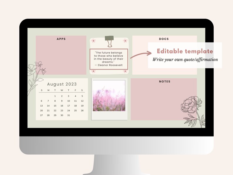 Boho Desktop Organizer Wallpaper (july 2023 - Dec 2024) With Folder ...