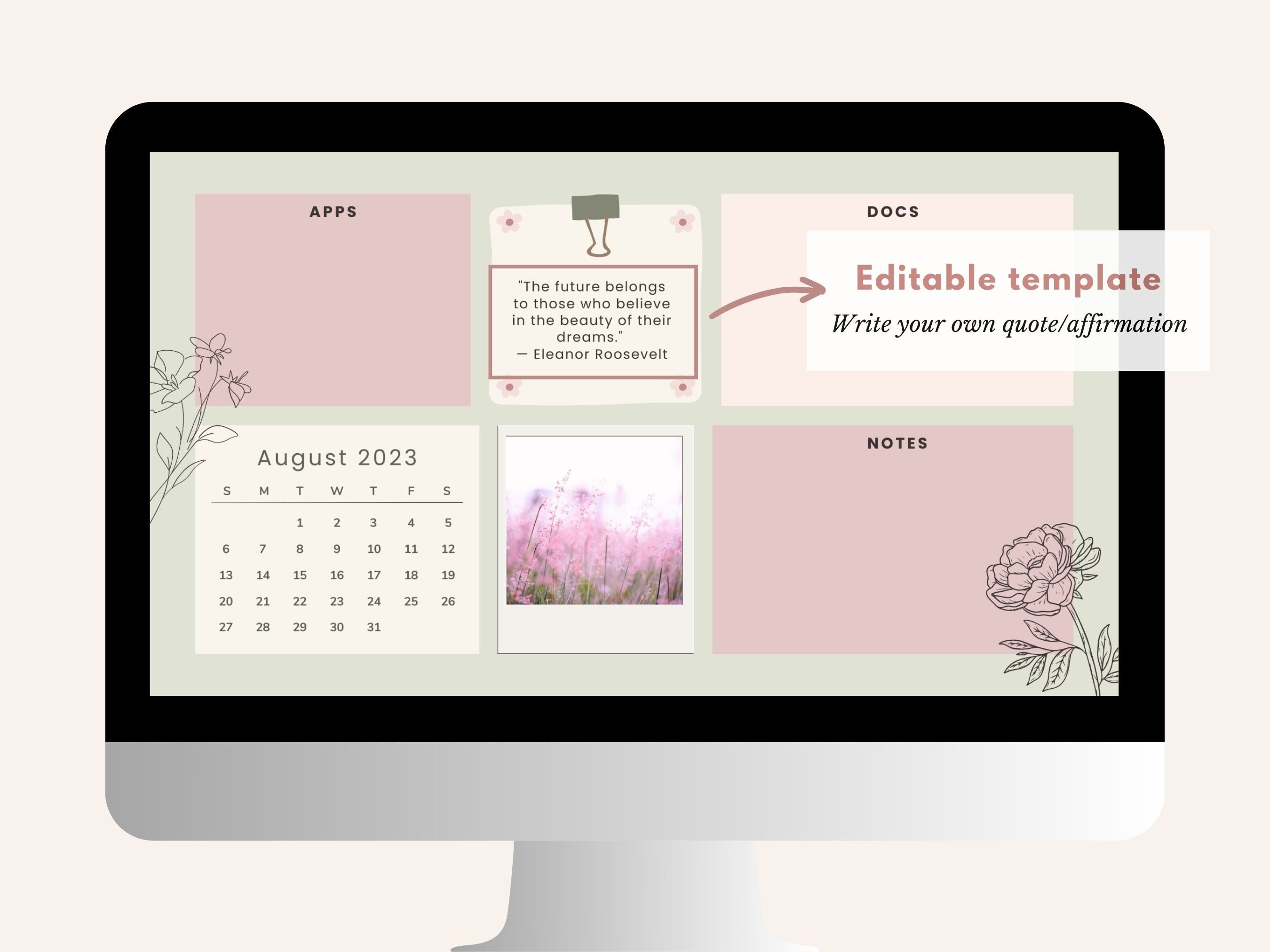 Boho Desktop Organizer Wallpaper (july 2023 - Dec 2024) With Folder ...