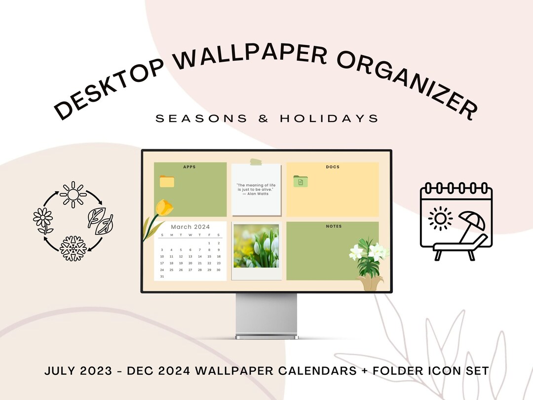 Desktop Organizer Wallpaper (july 2023 - Dec 2024) With Folder Icons ...