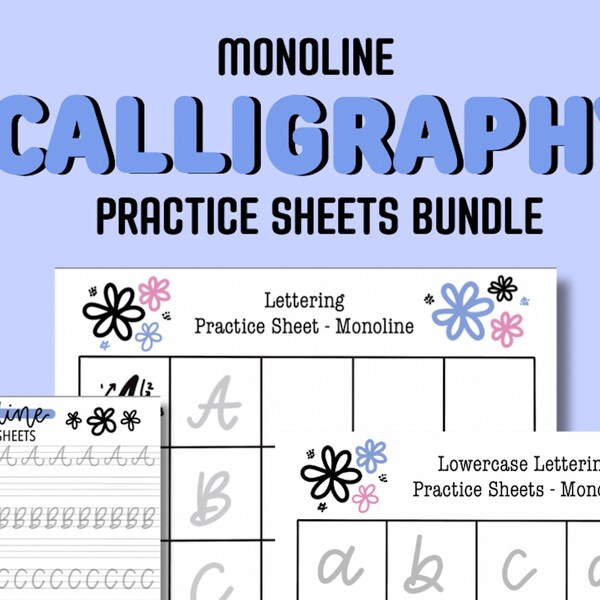 Monoline Practice Sheet - Etsy