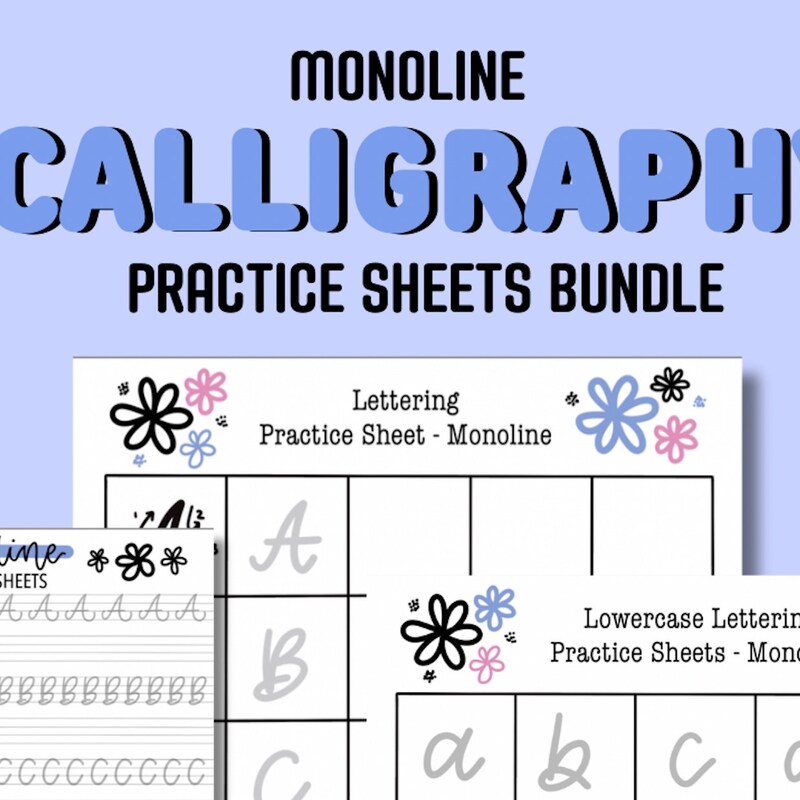 Monoline Practice Sheet - Etsy