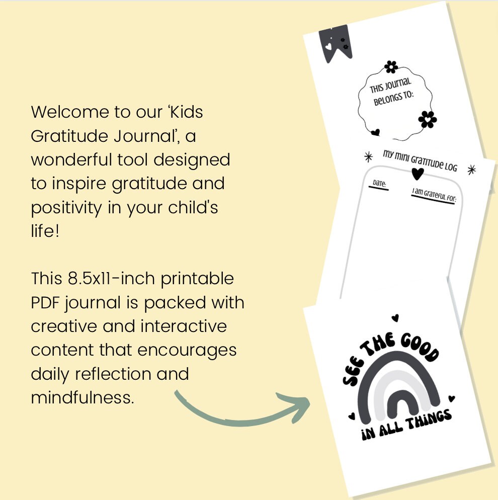 Kids Gratitude Journal Printable PDF 8.5x11 100 Pages With - Etsy