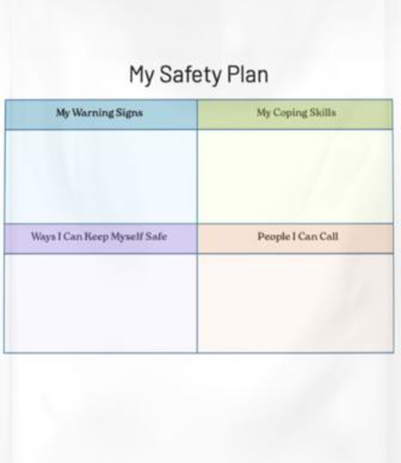 Safety Plan Suicide Prevention School Wellbeing Counsellors Mental ...