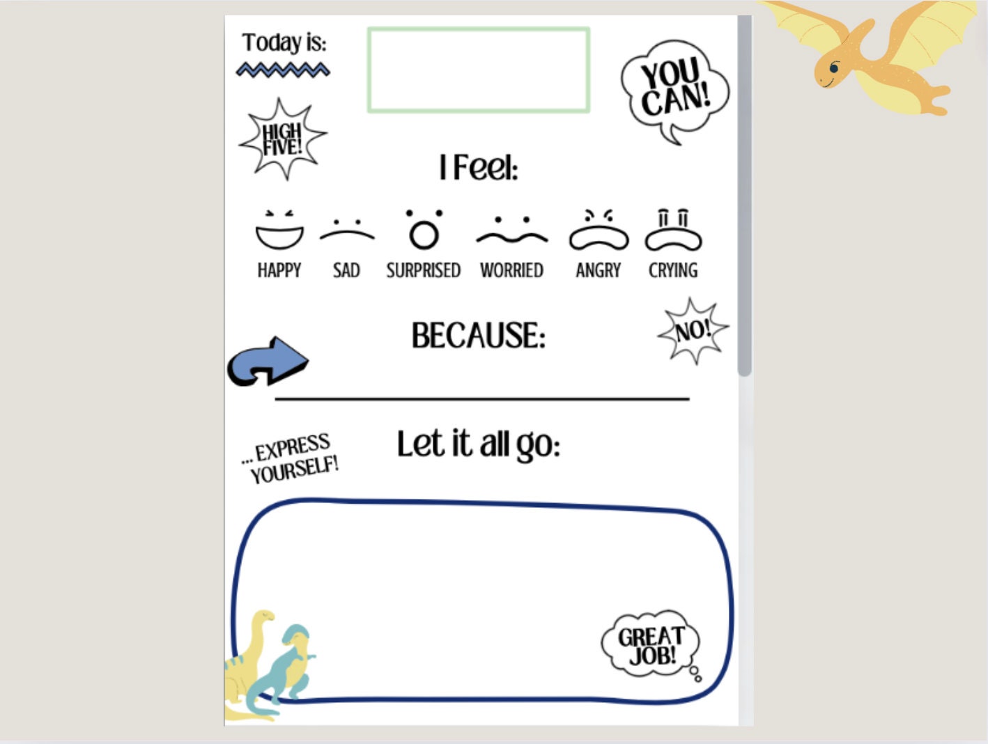 Kids Feelings and Emotions Printable Journal Understanding Feelings for ...