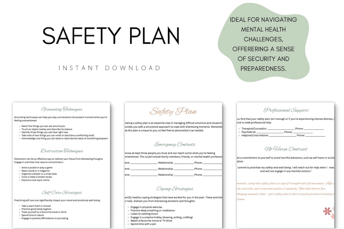 Suicide Prevention Safety Plan, Personalised Risk Assessment Tool ...