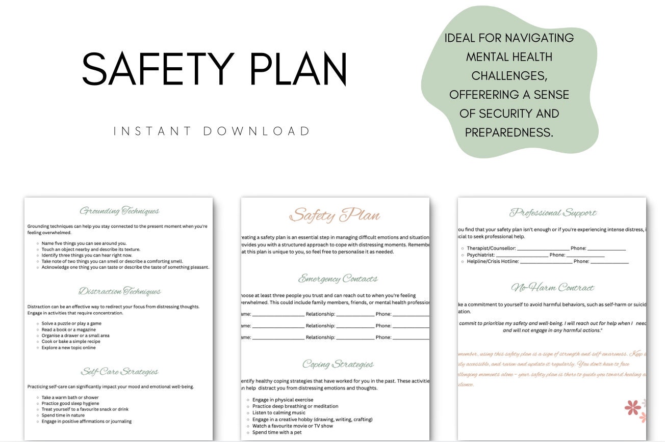 Suicide Prevention Safety Plan, Personalised Risk Assessment Tool ...