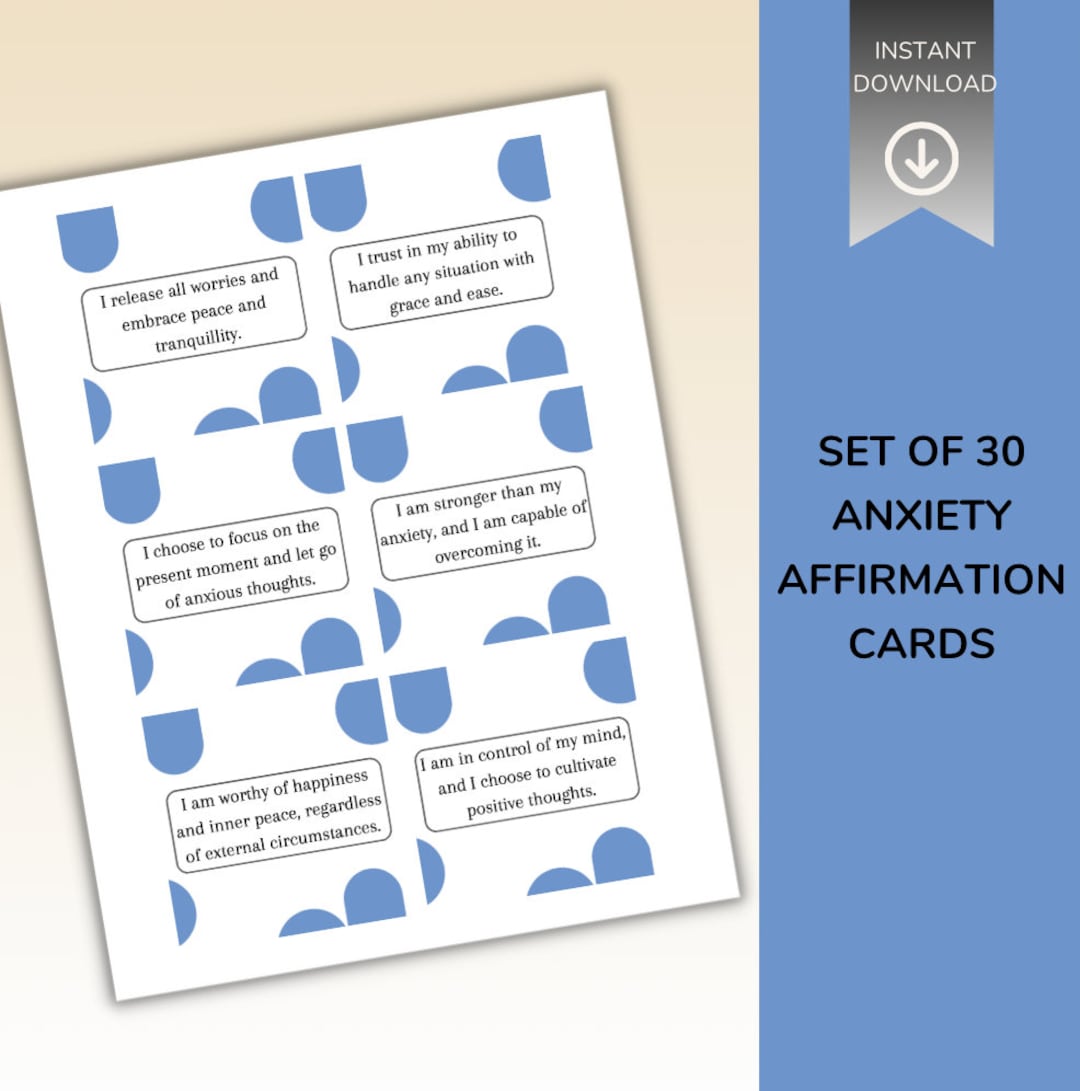 30 Anxiety Affirmation Cards Self-care Mental Health and - Etsy