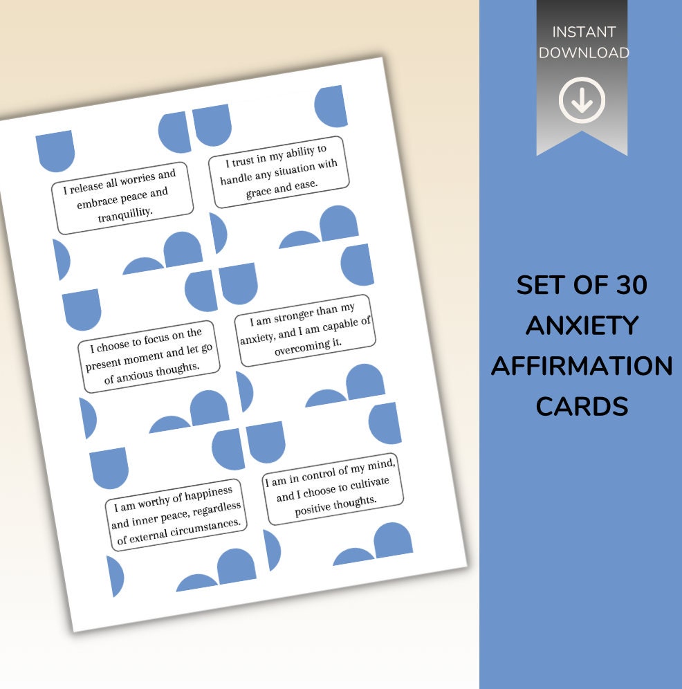 Anxiety Affirmation Cards Self-care Mental Health and Positivity ...