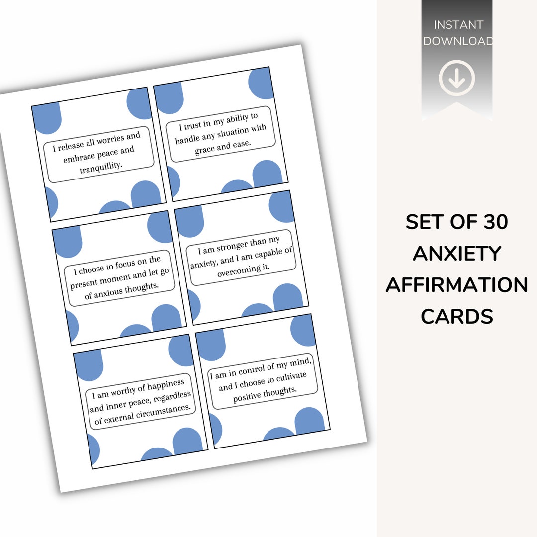 Anxiety Affirmation Cards Self-care Pack, Mental Health Positivity ...