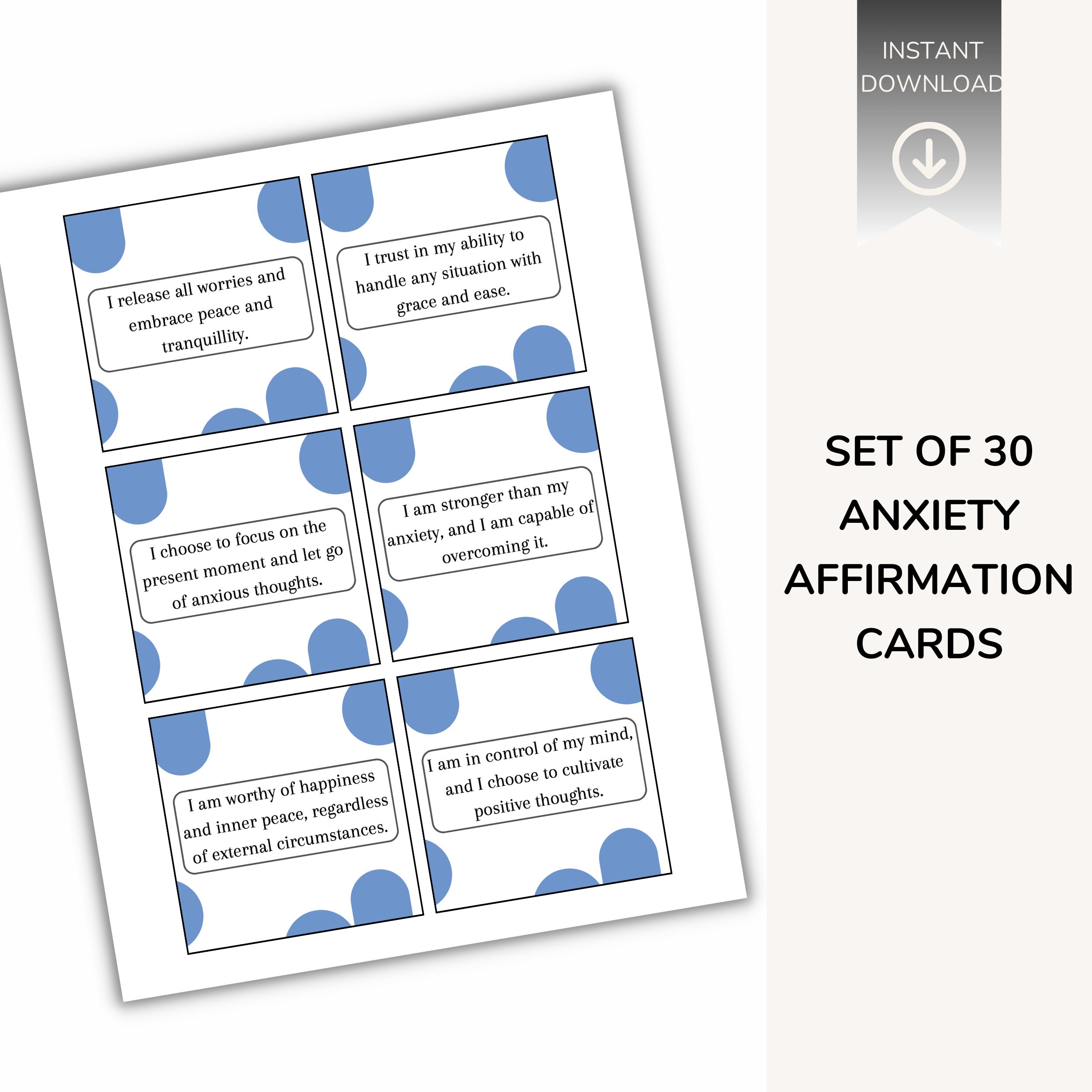 Anxiety Affirmation Cards Self-care Pack, Mental Health Positivity ...