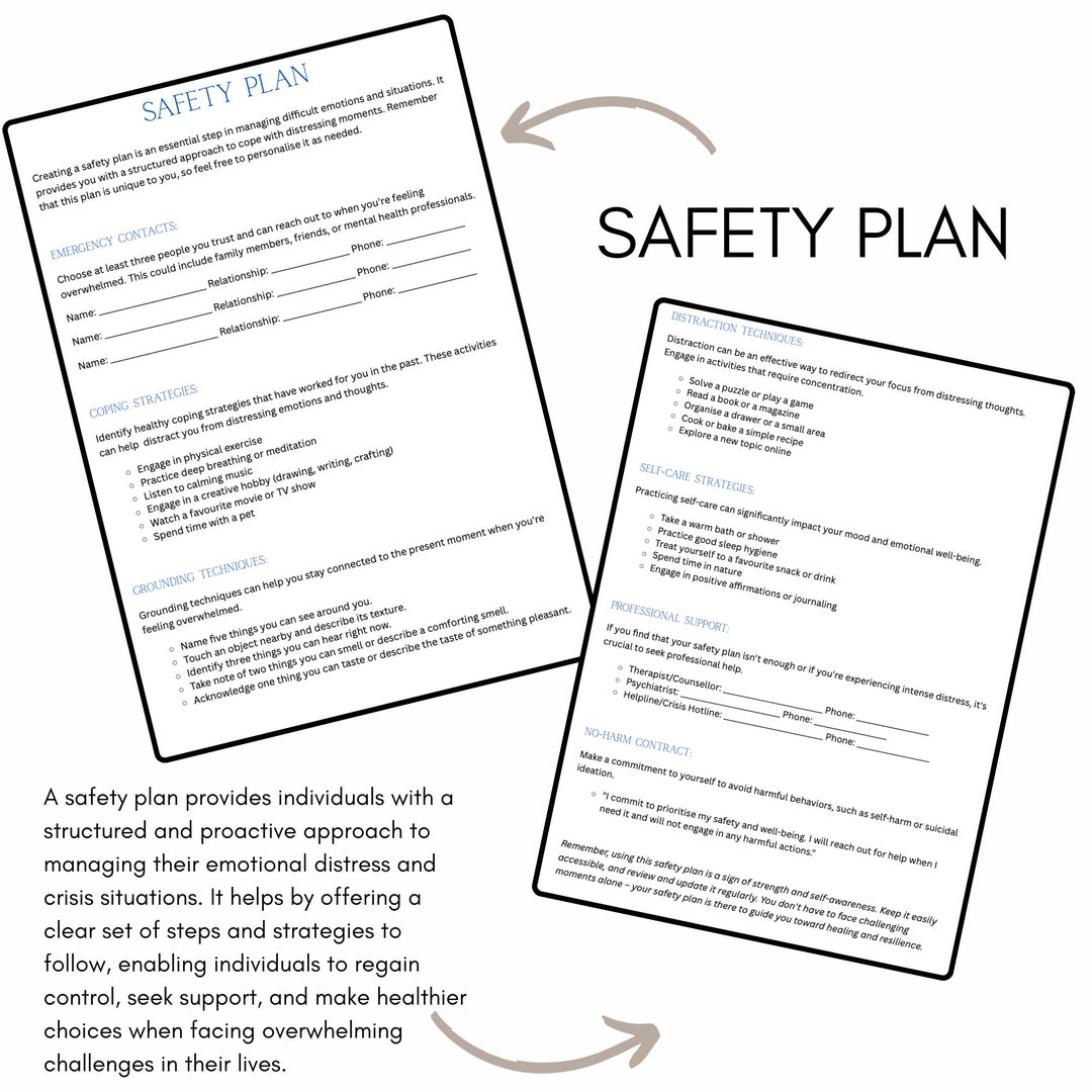 Suicide Prevention Safety Plan, Mental Health Resource, Crisis ...