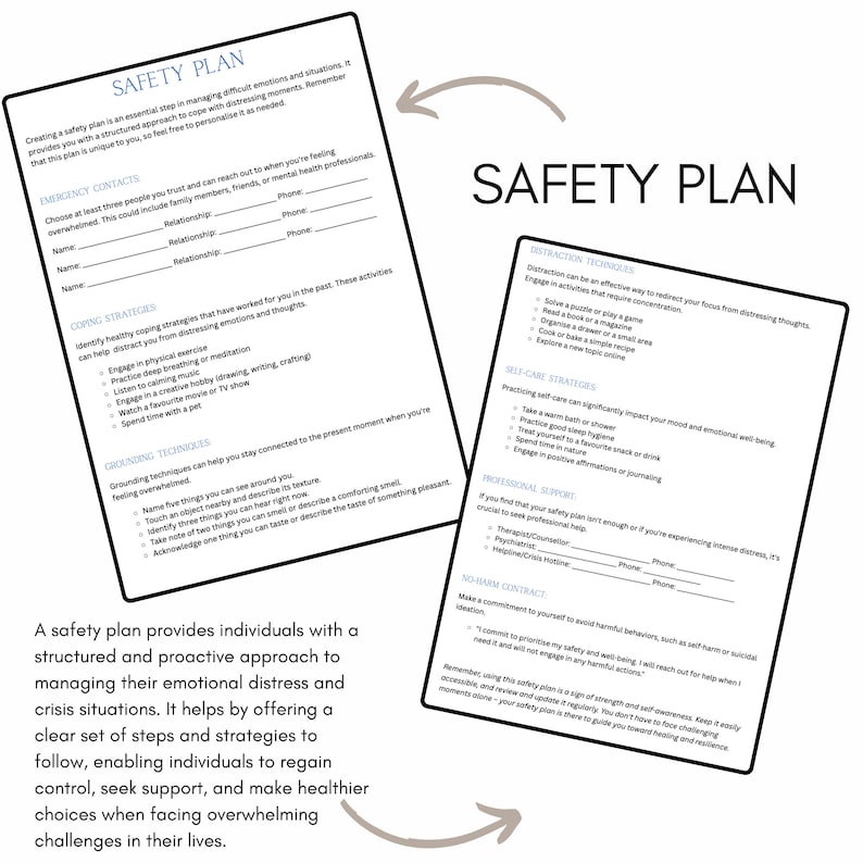 Suicide Prevention Safety Plan, Mental Health Resource, Crisis ...
