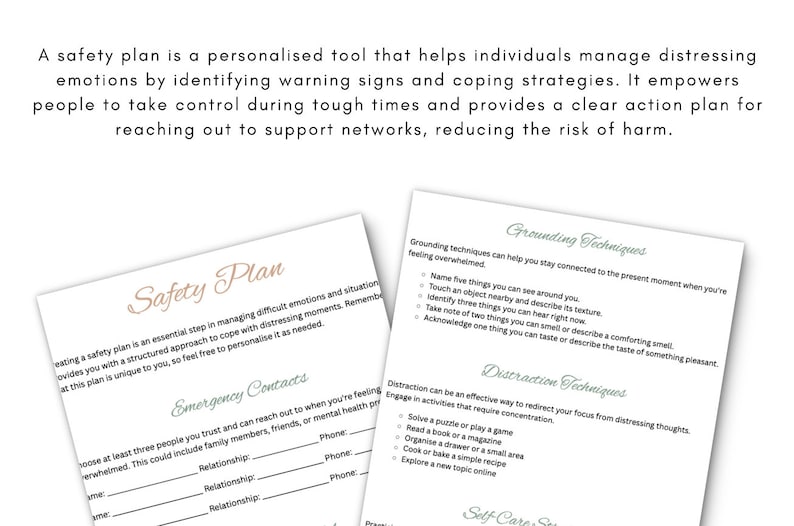 Suicide Prevention Safety Plan, Personalised Risk Assessment Tool ...