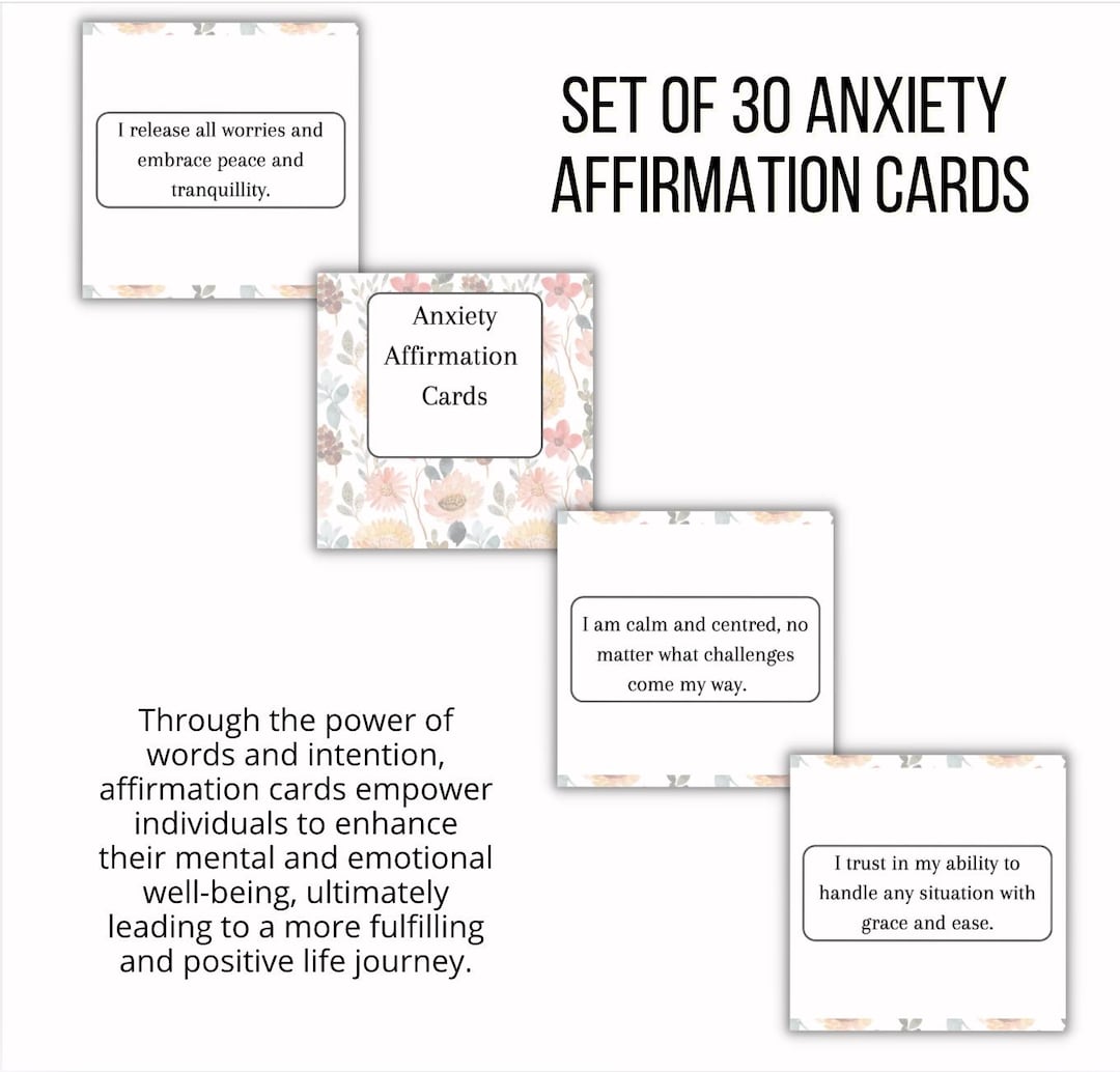 Daily Affirmations Deck for Anxiety, Mental Health Support Cards ...