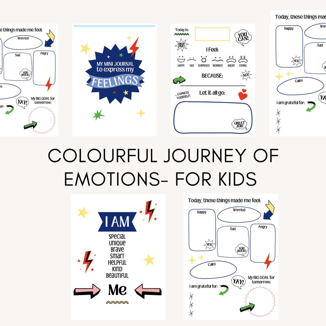Printable Kids Journal for Feelings and Emotions, Children's Wellbeing ...