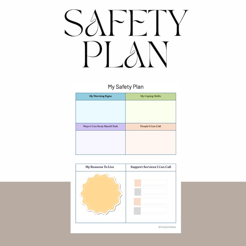 Safety Plan Suicide Prevention School Wellbeing Counsellors Mental ...