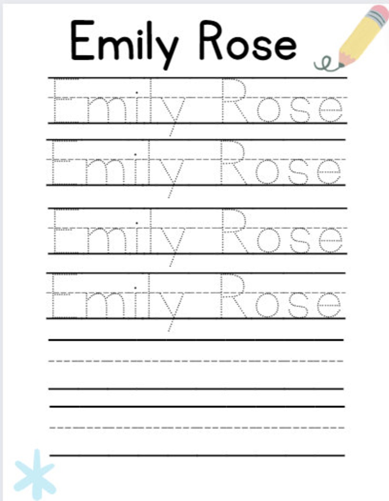 Personalized Name Writing Worksheet for Preschool and Kindergarten - Etsy