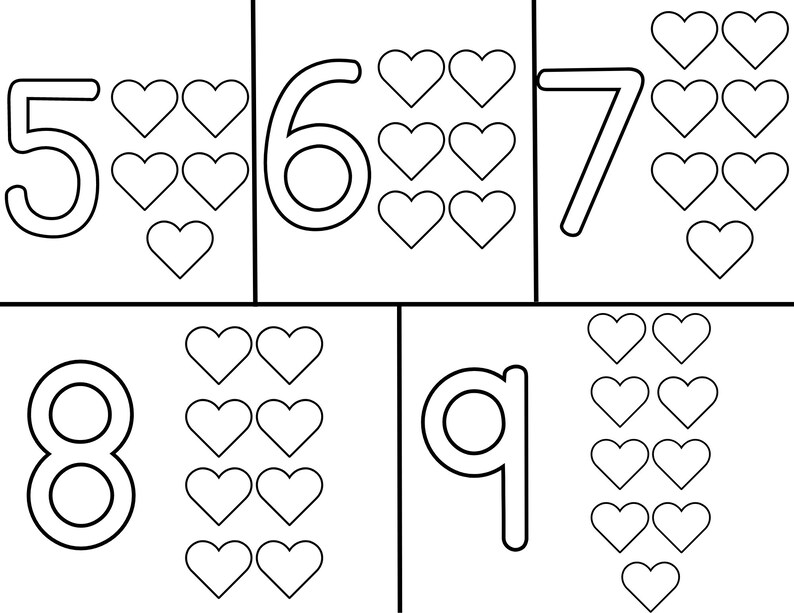 Numbers 0 to 9 Trace Count and Color Math Worksheet for Preschool and ...