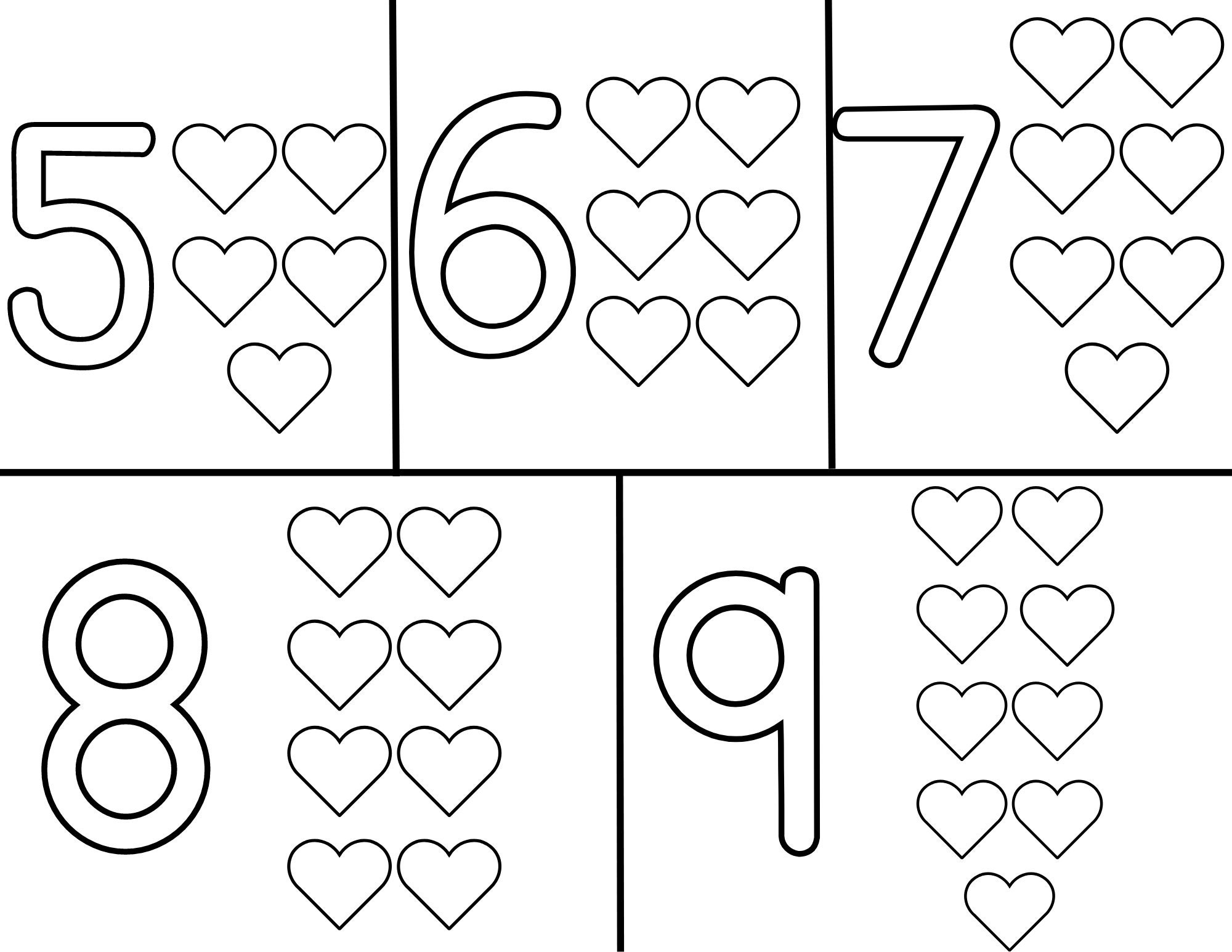 Numbers 0 to 9 Trace Count and Color Math Worksheet for Preschool and ...