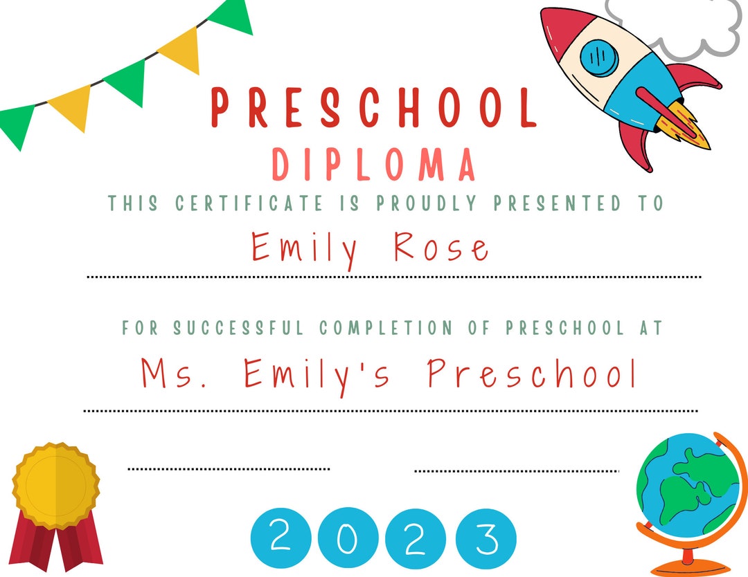 Personalized Preschool Graduation Diploma - Etsy
