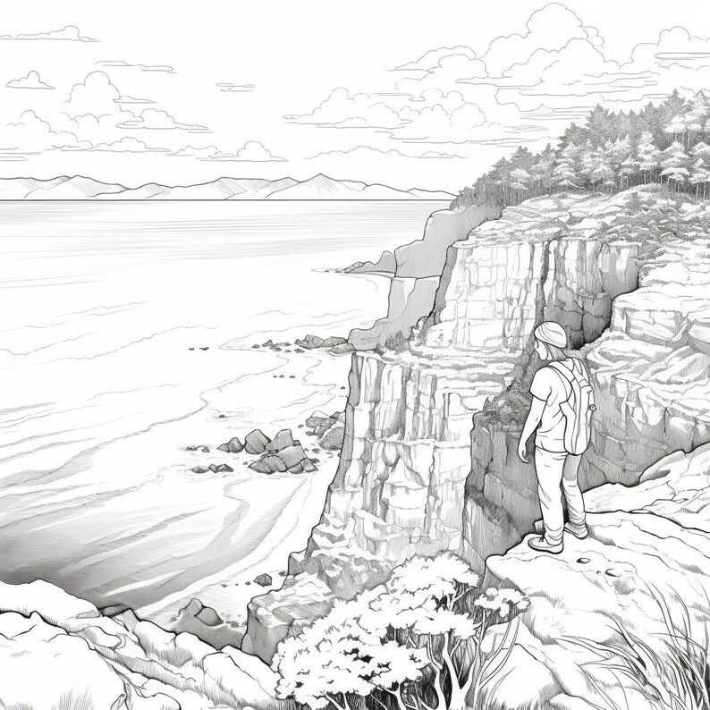 Pirate Adventure Coloring Pages: Grayscale Illustrations (digital ...