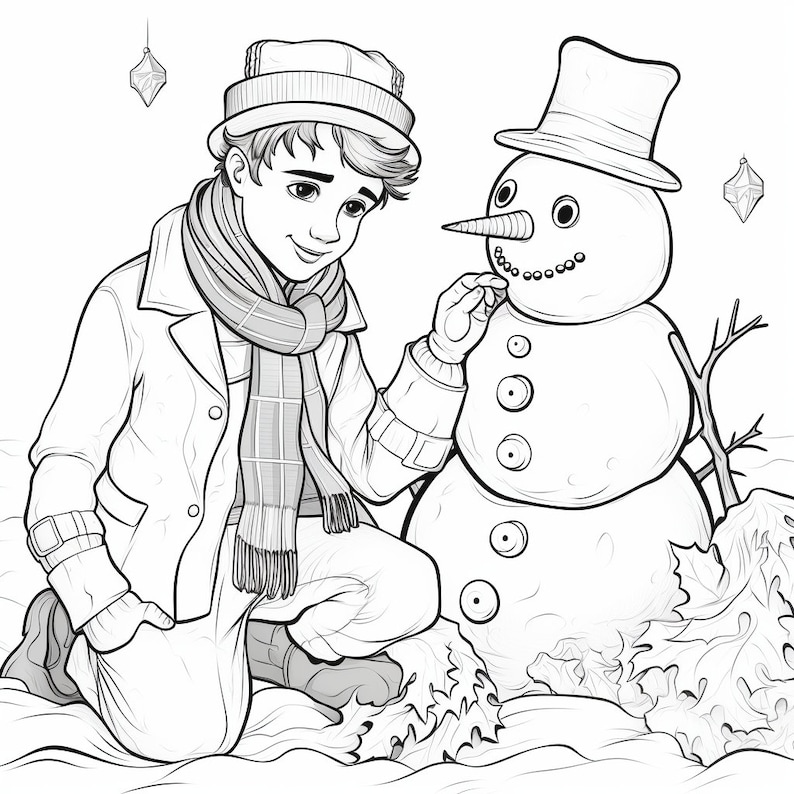 Snow Day Coloring Book: 25 Grayscale Pages (PDF Printable) - Etsy
