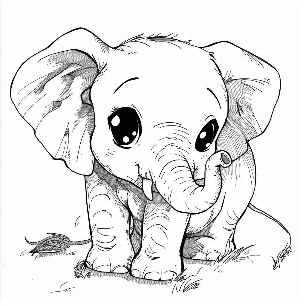 45 Chibi Animals Coloring Book Pages: Grayscale Printable (PDF Download ...