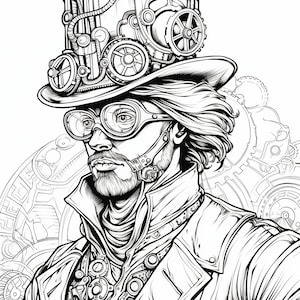 Steampunk Coloring Book: 14 Grayscale Printable Pages (PDF Download) - Etsy