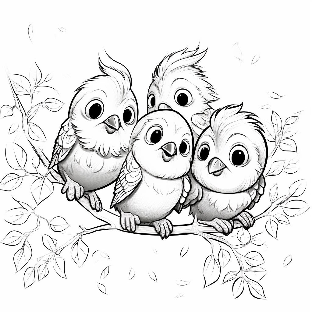20 Baby Birds Coloring Book Pages, Coloring Pages for Kids and Adults ...