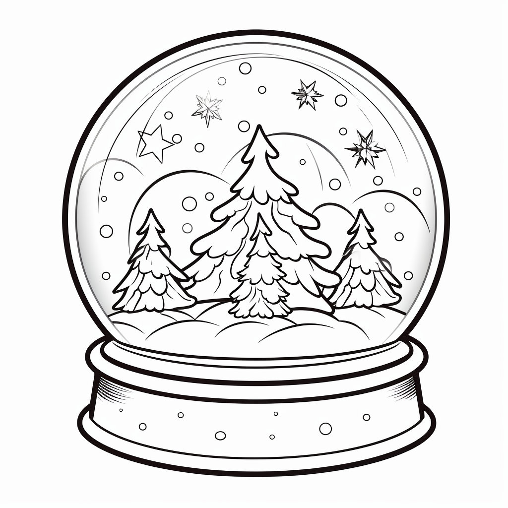 18 Snow Globe Coloring Book Pages, Coloring Pages for Kids and Adults ...