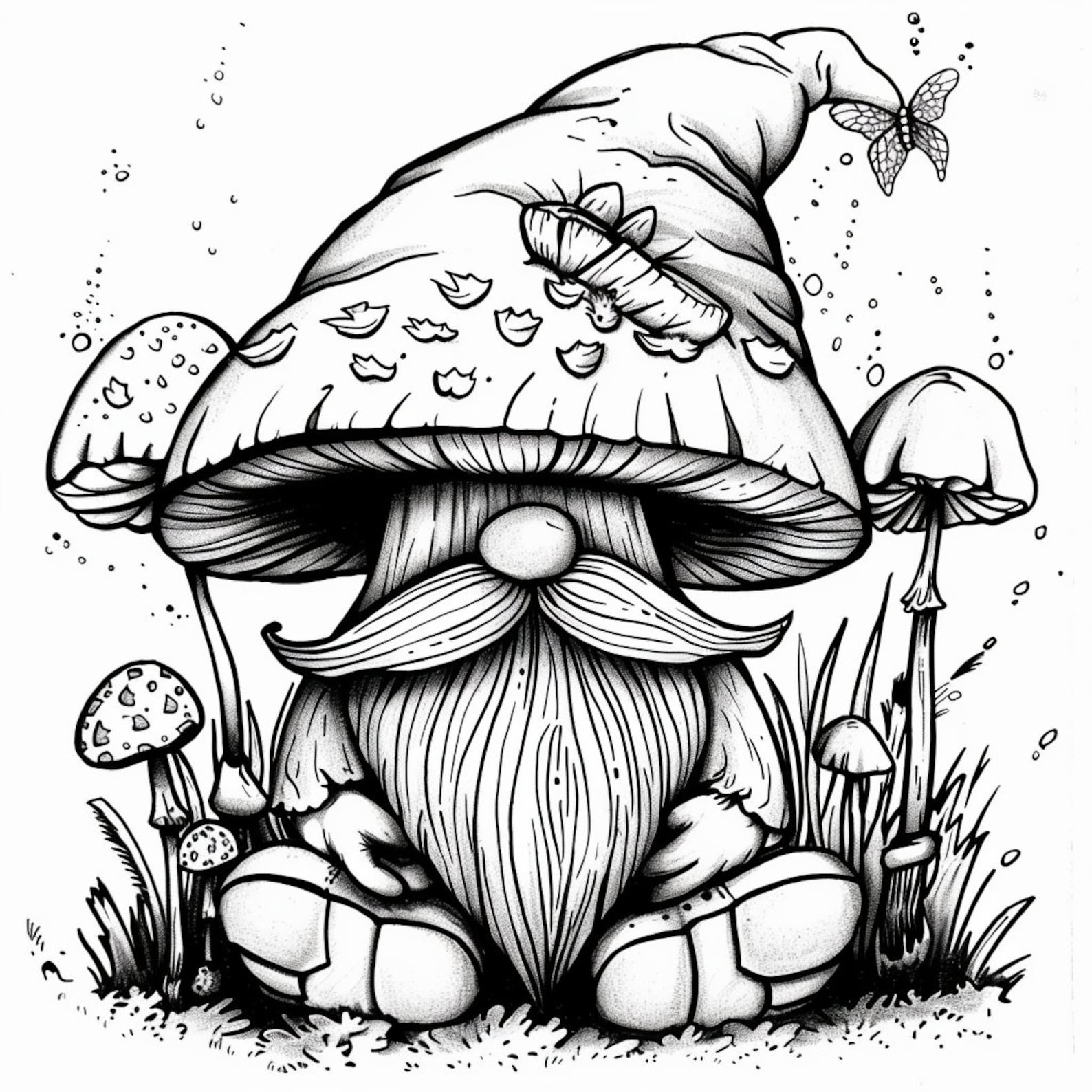 40 Cute Gnome Coloring Book Pages, Coloring Pages for Kids and Adults ...