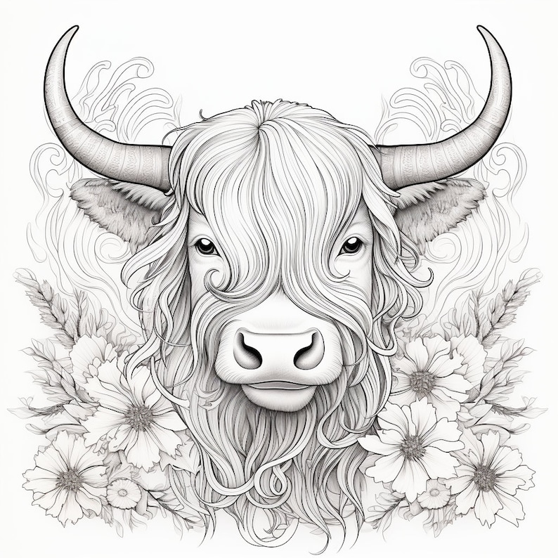 15 Highland Cow Coloring Book Pages, Coloring Pages for Kids and Adults ...