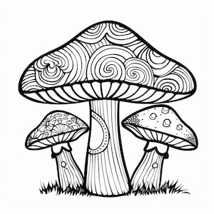 Mushroom Coloring Book: 24 Grayscale Pages for Kids & Adults (PDF ...