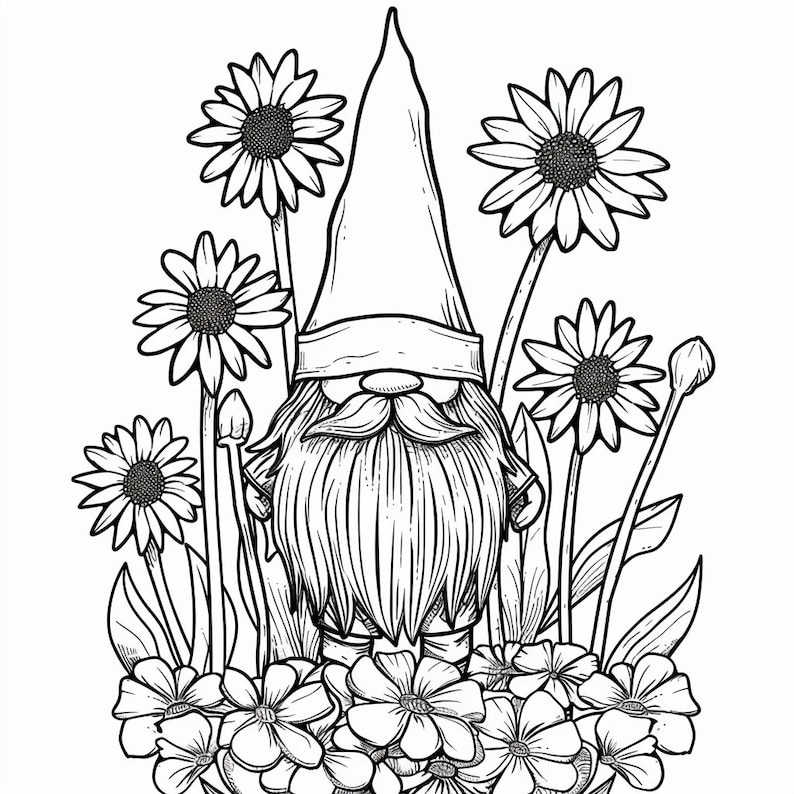 40 Cute Gnome Coloring Book Pages, Coloring Pages for Kids and Adults ...